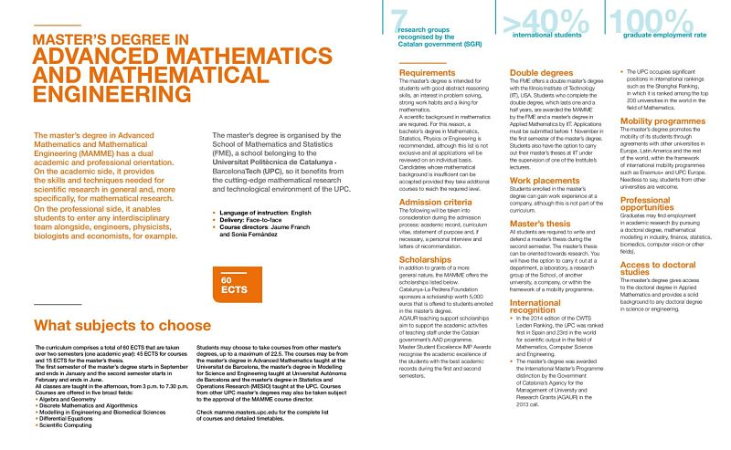 Master's leaflet — Master's degree in Advanced Mathematics and ...